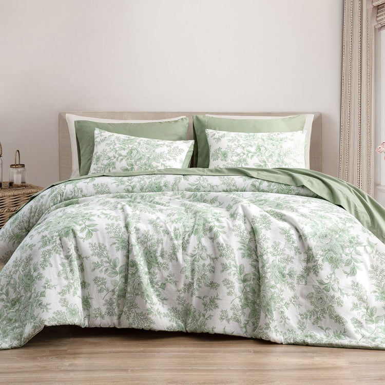 Rose-Patterned Printed 7-Piece Comforter Set - Wonderful® Bedding