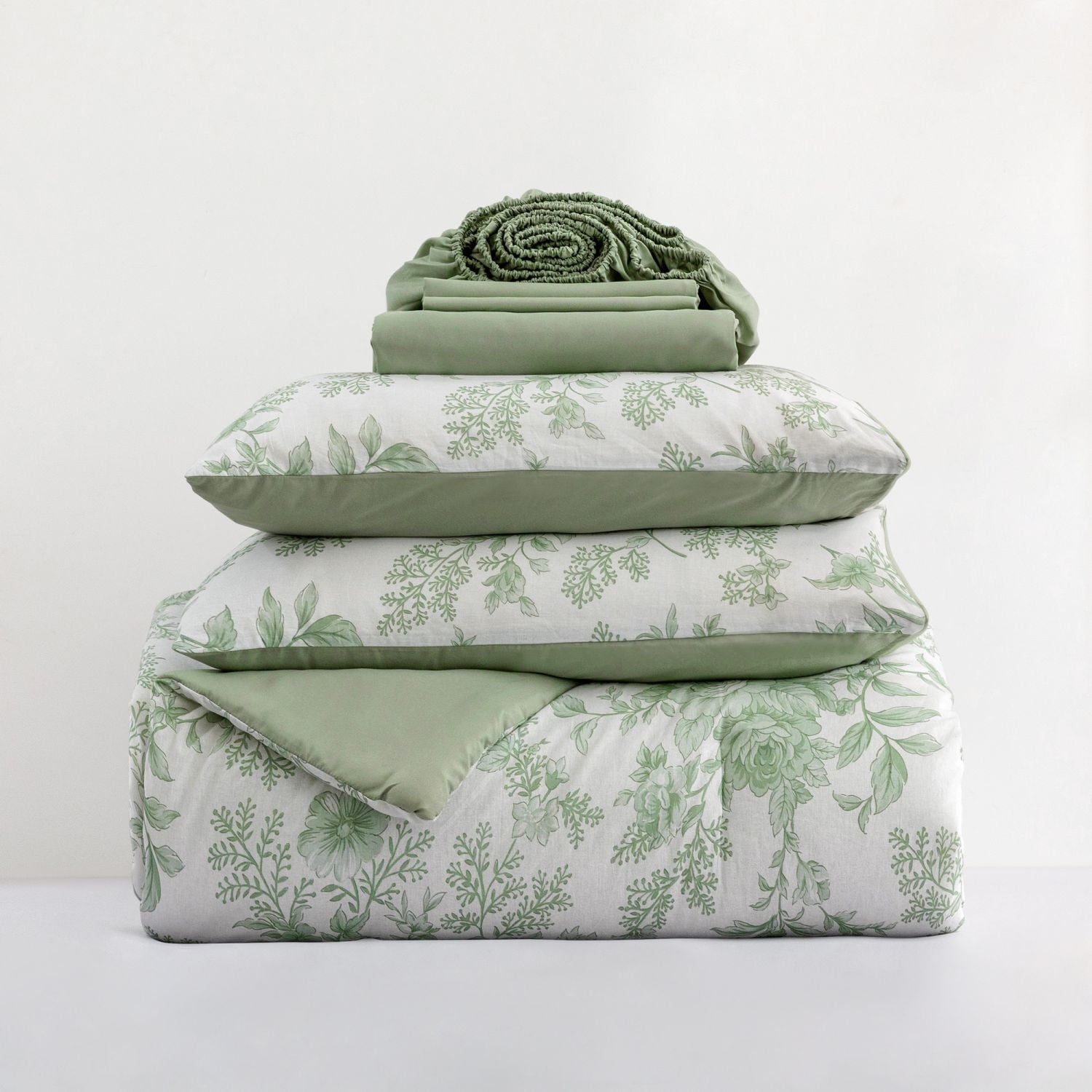 Rose Patterned Printed 7-Piece Comforter Set - Wonderful® Bedding